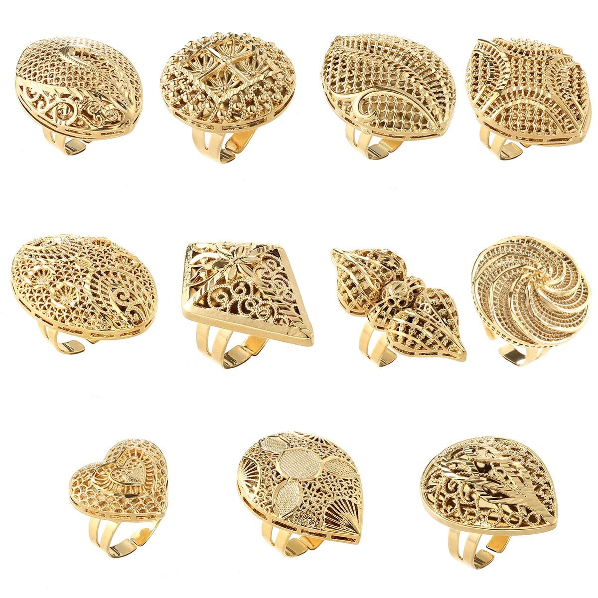 CB Gold Jewelry Dubai Golden Ring Engagement Adjustable Size Finger for Ethiopian African Nigerian Design