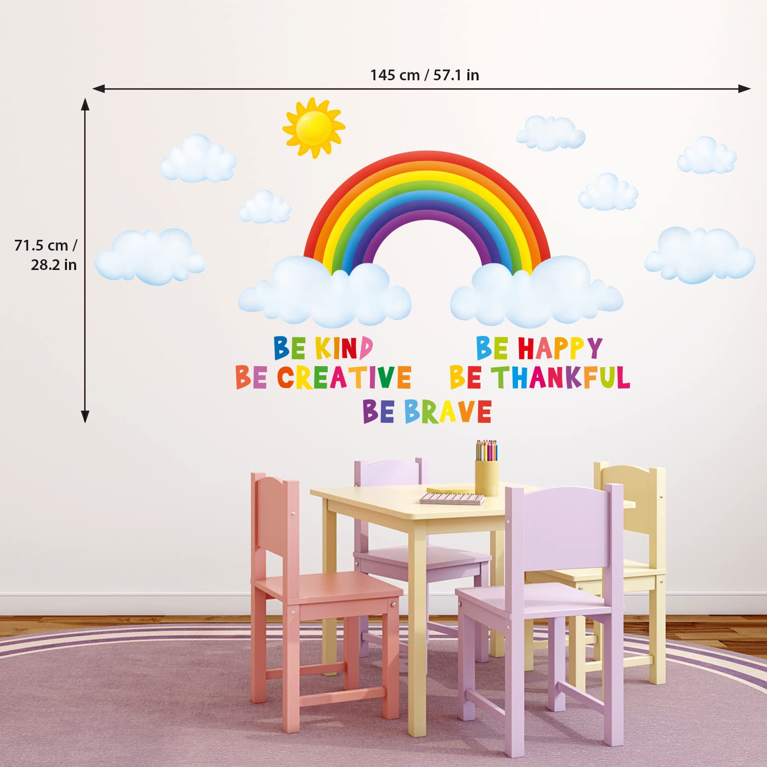DECOWALL SG-1713 Rainbow and Clouds Kids Wall Stickers Wall Decals Peel and Stick Removable Wall Stickers for Kids Nursery Bedroom Living Room décor