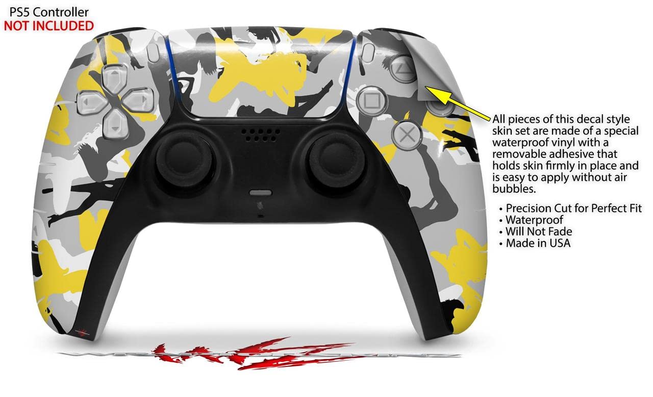 WraptorSkinz Skin Wrap compatible with Sony PS5 DualSense Controller Sexy Girl Silhouette Camo Yellow (CONTROLLER NOT INCLUDED)