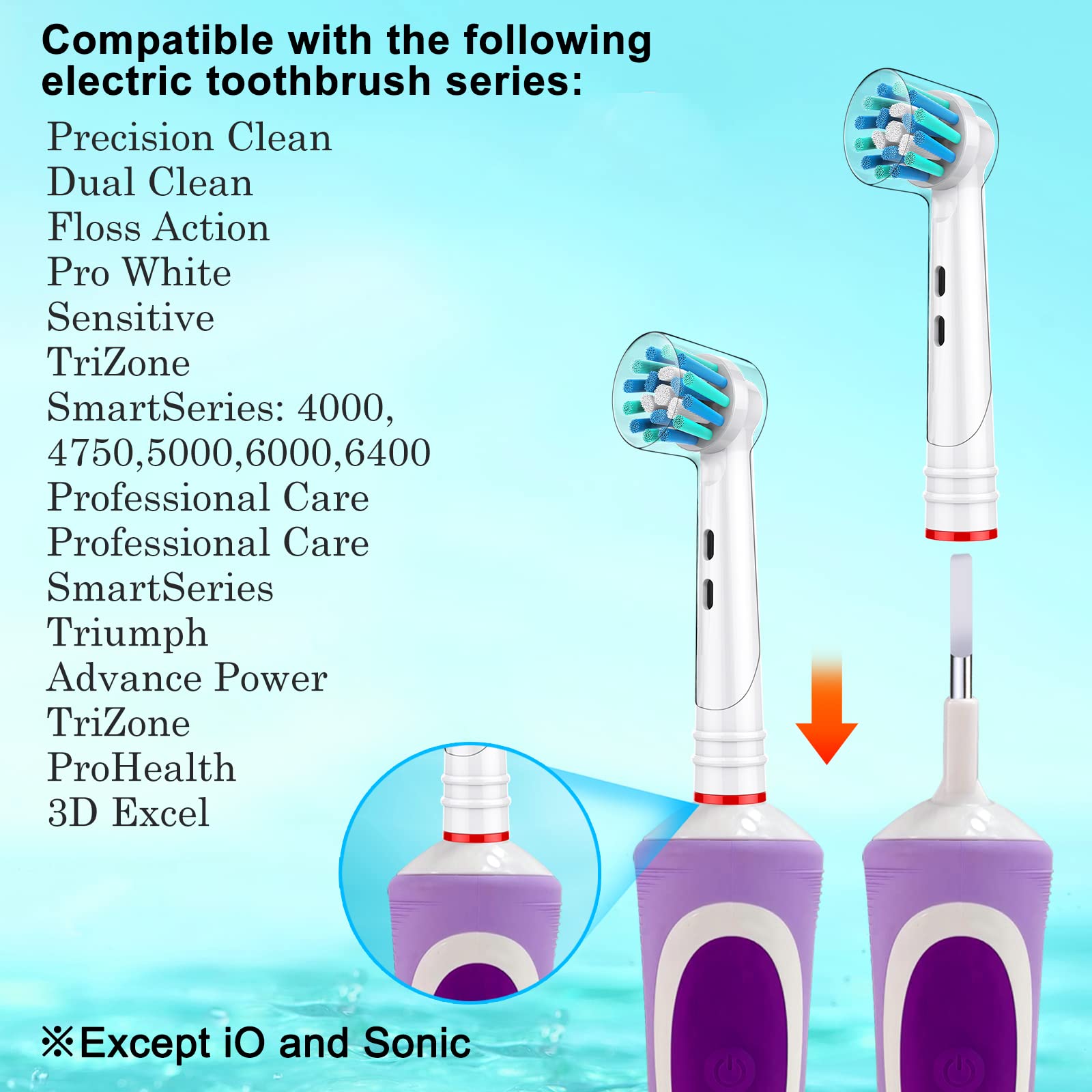 FIRIK Toothbrush Heads Replacement Compatible with Oral B: 8 Pack Professional Brush Head Refills for Braun Pro 1000/3000/5000/7000/8000/9000, Floss Action & Cross Action with Hygienic Caps