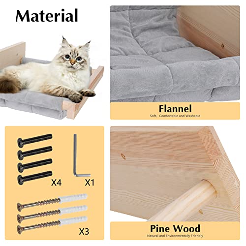 Topmart Cat Hammock Wall Mounted, Cat Wall Furniture for Sleeping, Playing, Climbing, Cat Wall Shelves& Cat Perch for Indoor Cats, Up to 35lbs, Gray