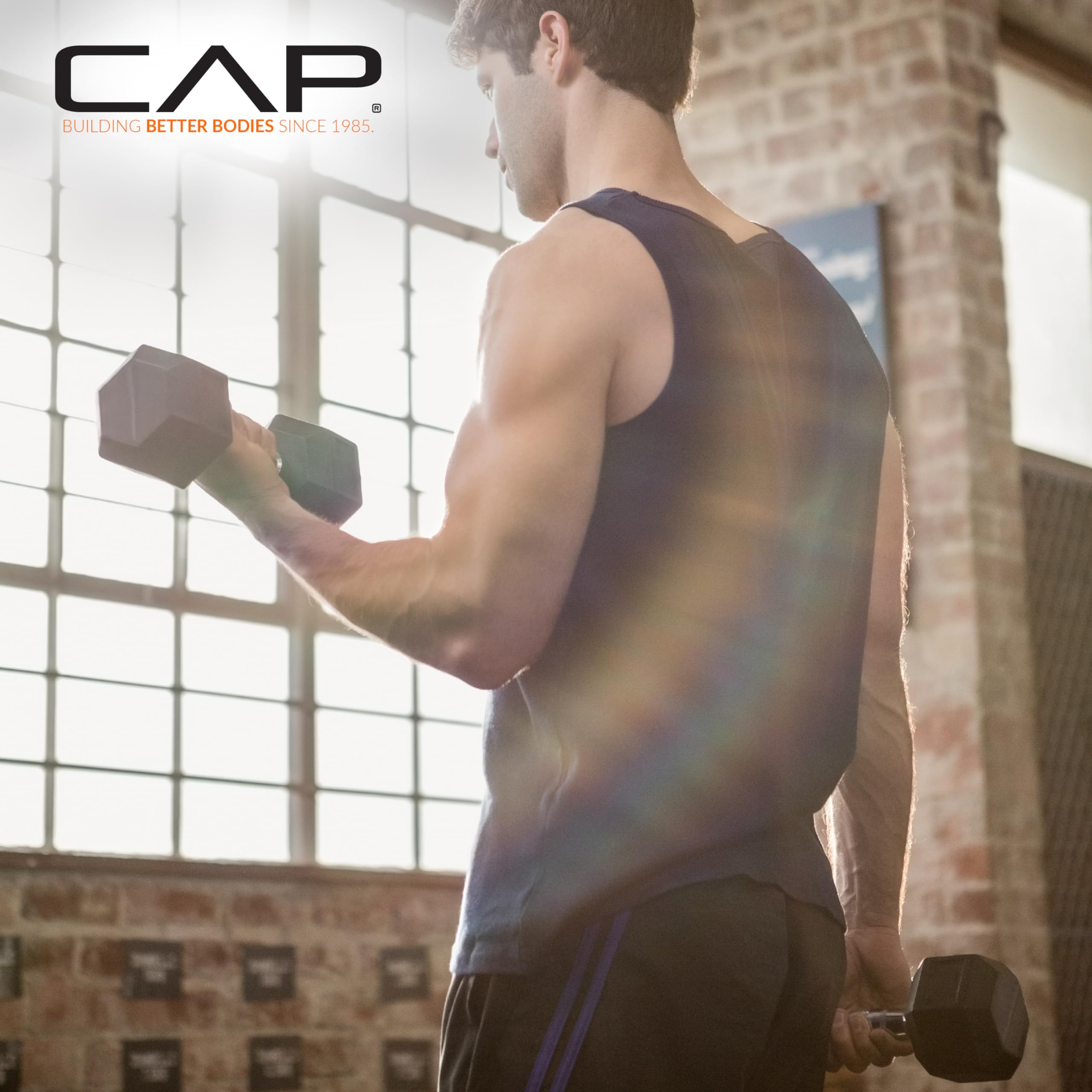 CAP Barbell 50lb Coated Hex Dumbbells, 10x2 15x2, Part of 150lb Set