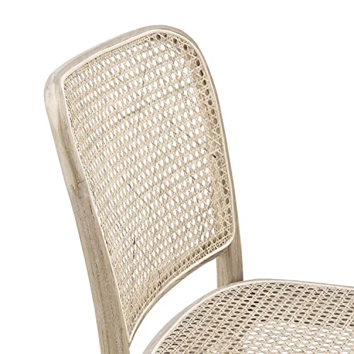 Modway Winona Elm Wood Dining Side Chair with Cane Rattan Seat in Gray