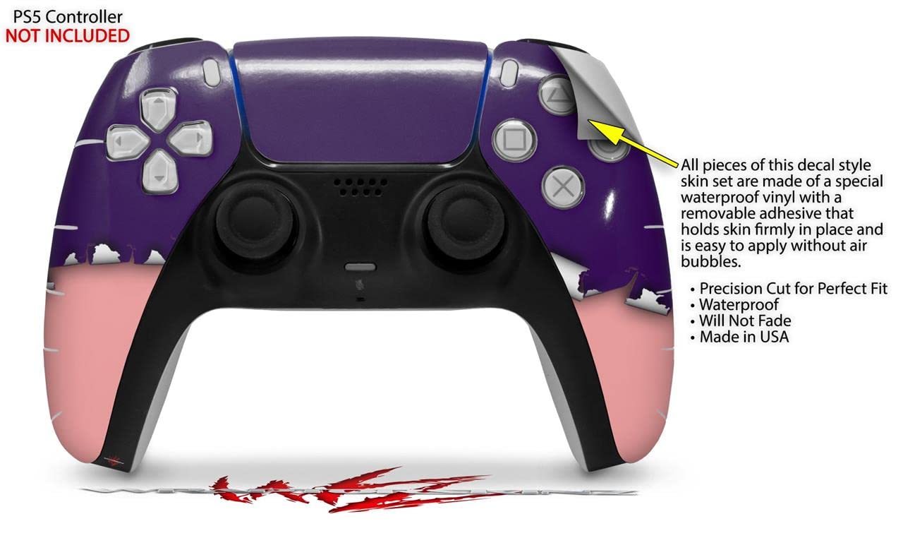 WraptorSkinz Skin Wrap compatible with Sony PS5 DualSense Controller Ripped Colors Purple Pink (CONTROLLER NOT INCLUDED)