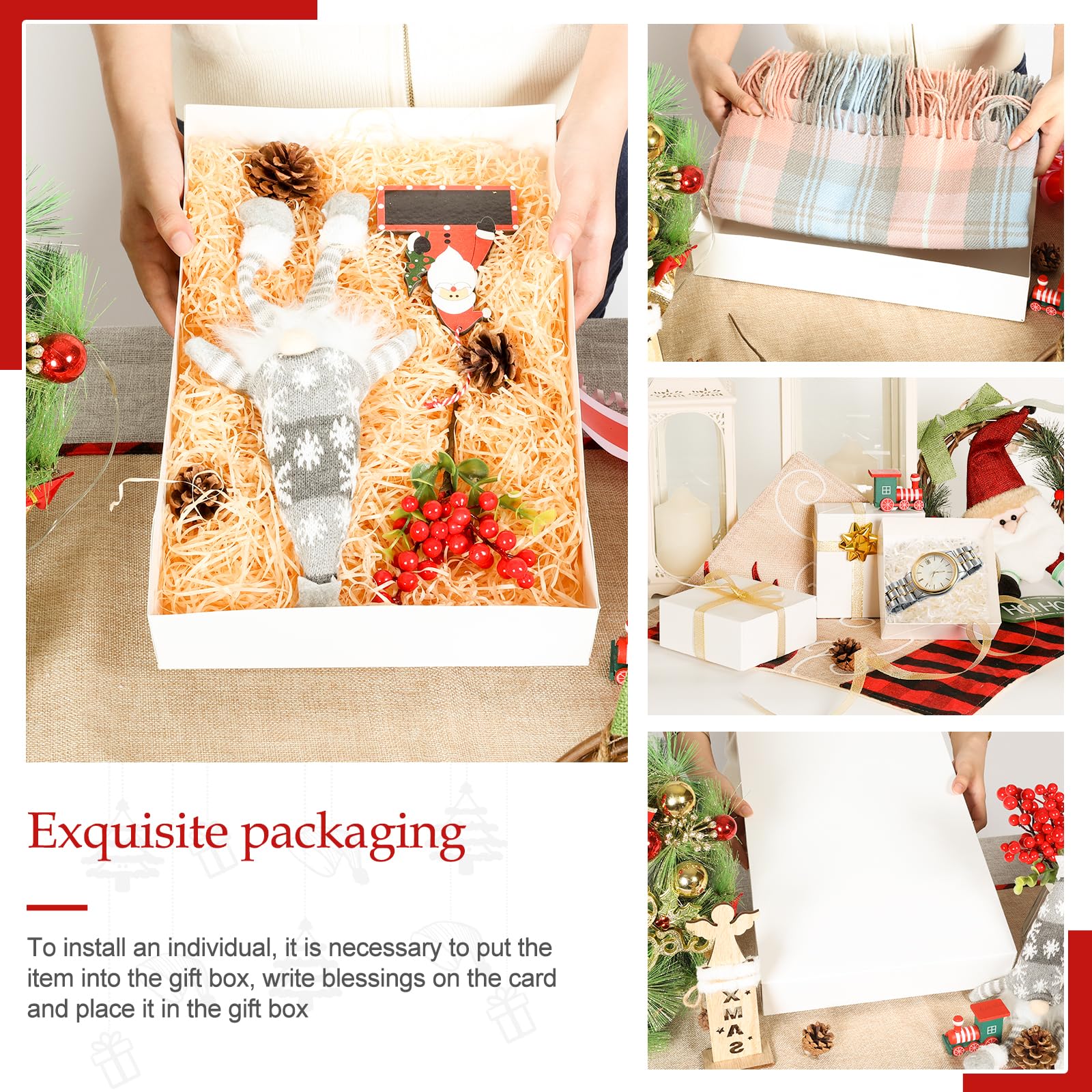 joyhalo 24 Pack Gift Boxes with Lids for Presents - White Small Large Chritsmas Gift Boxes Bulk for Clothes with Ribbon and Flowers, Assorted Sizes for Wrapping Gifts, Shirt, Gift Wrapping Supplies