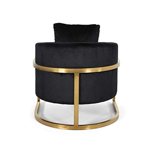 Christopher Knight Home Chloe Modern Velvet Glam Armchair with Stainless Steel Frame-Deep Gold Finish, Black, Gray Tone