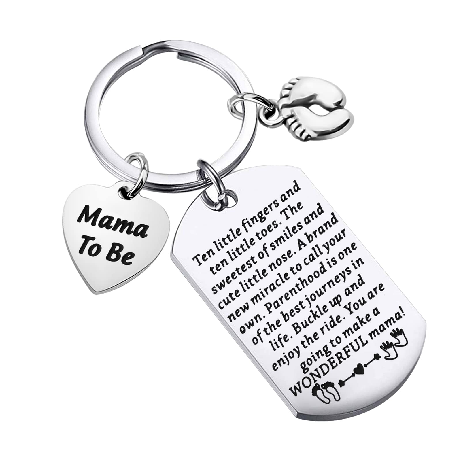 MYOSPARK Mommy To Be Gift New Mommy Keychain Baby Announcement Gift Expecting Mom Gift Parenthood Is One Of The Best Journeys (little fingers DT)