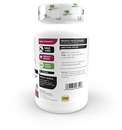 VETRISCIENCE - Cardio Strength, Cardiovascular and Circulatory Support Supplement for Dogs and Cats, 90 Capsules