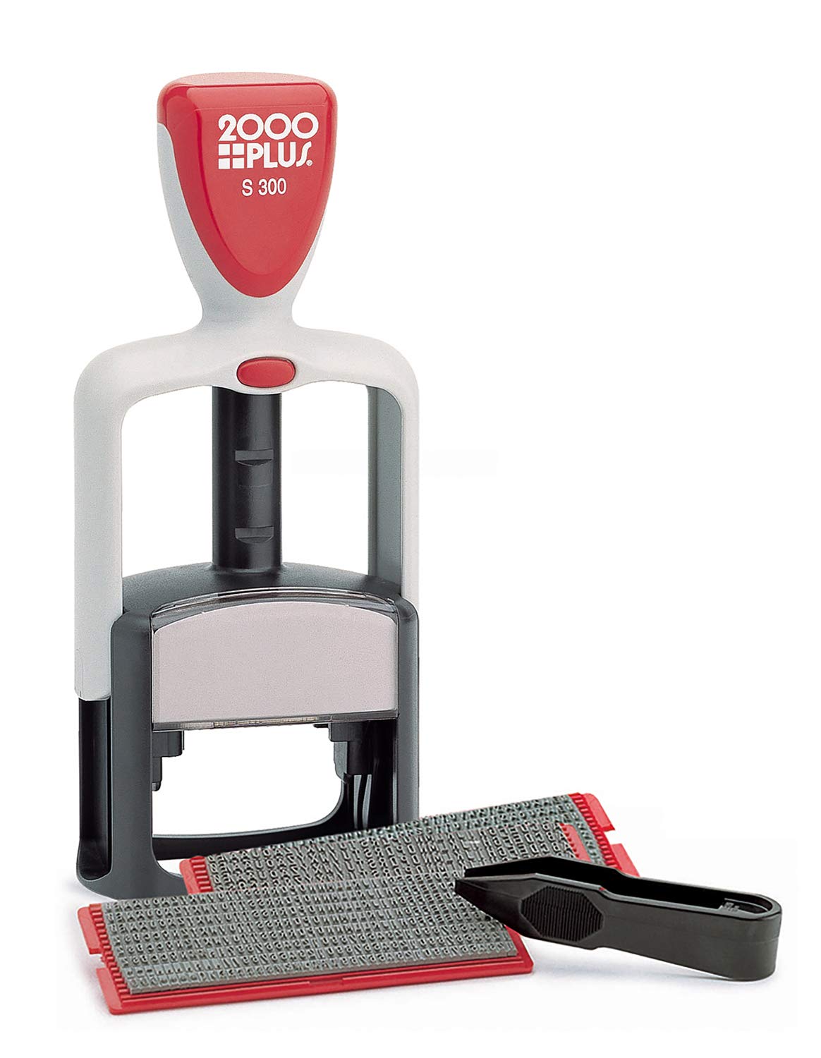Cosco 2000 Plus® Custom Stamp Print Kit, 7-Lines, 1-3/4" x 1-1/4" Impression Area, Two-Color, Black and Red (026286)