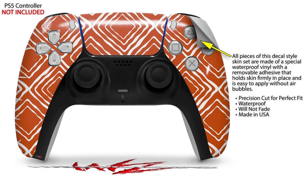 WraptorSkinz Skin Wrap compatible with Sony PS5 DualSense Controller Wavey Burnt Orange (CONTROLLER NOT INCLUDED)