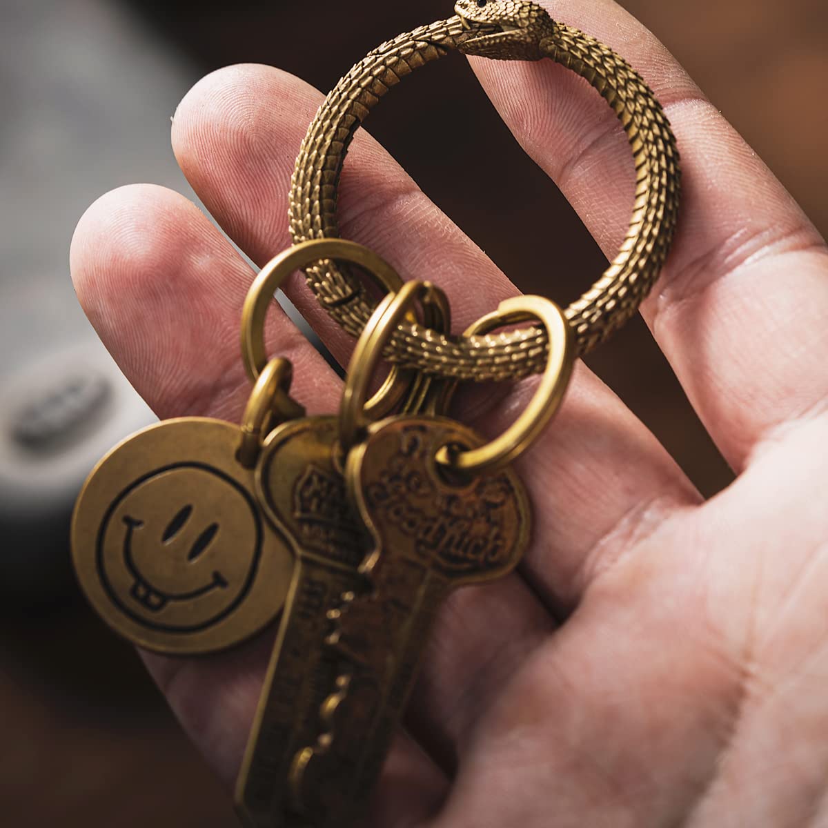 COPPERTIST.WU Mini Keyring Brass Flat 20mm - 5 Pieces Split Key Rings DIY Hardware Accessories, 0.79 * 0.11 inch