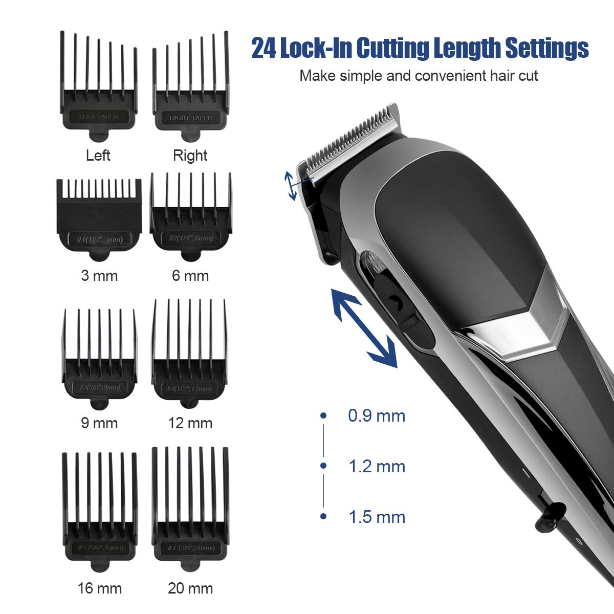 COSYONALL Hair Clippers for Men Pro Corded Hair Trimmer Cutting Kit with 8 Clipper Guide Combs Hard Storage Case for Hair Cutting (Red)