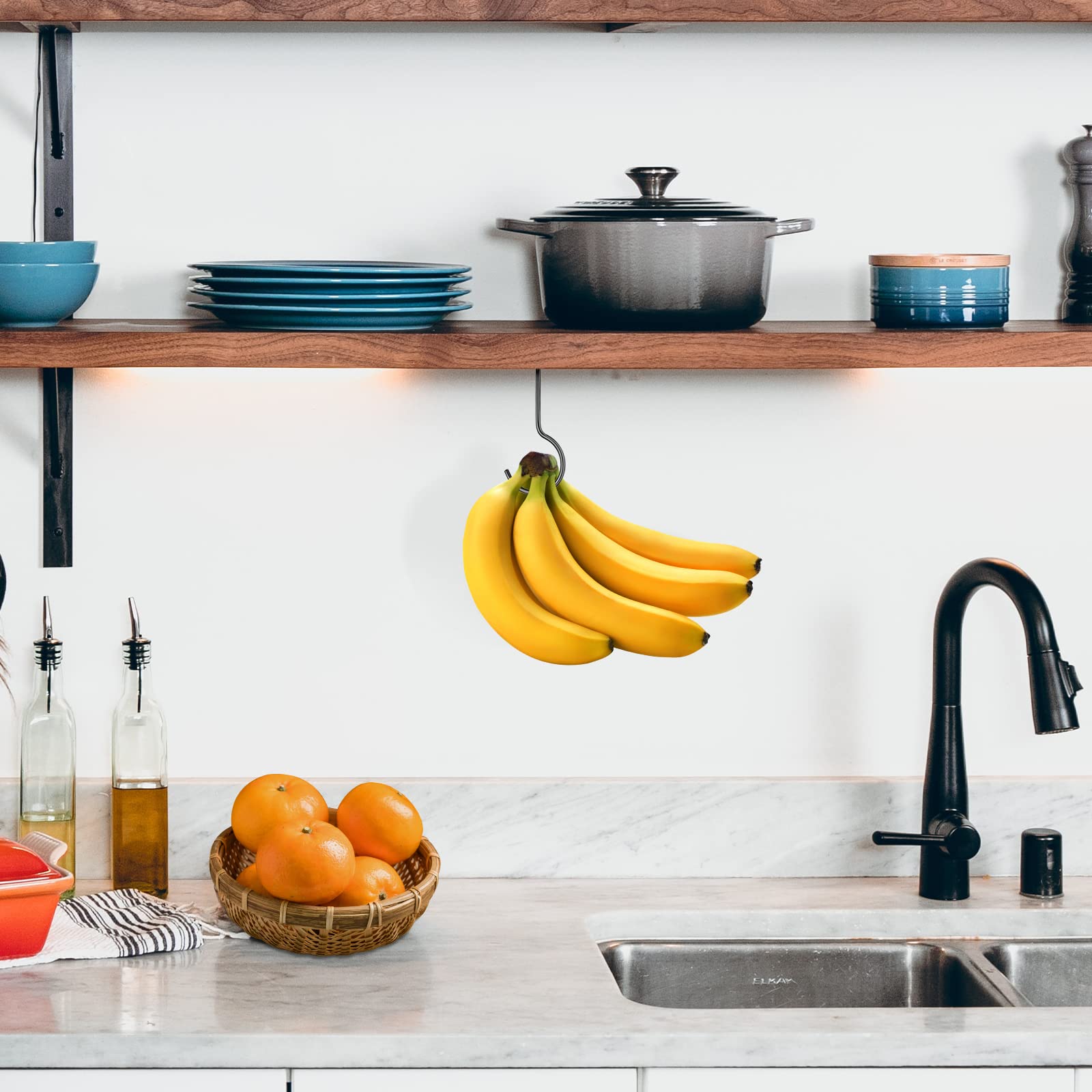 JINIHFW Banana Hook,Under Cabinet Banana Hook Foldable,Metal Banana Holder Hook Under Cabinet to Keep Bananas Fresh,Banana Hanger Hook