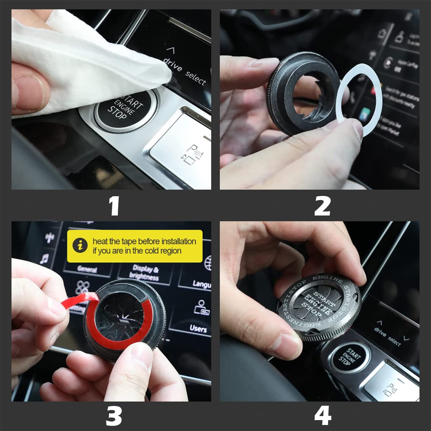 Car Engine Start Stop Button Startup Button Cover Rotary The Protective Shell of The Style Push Start Button Decoration Cover (Black Batman4)