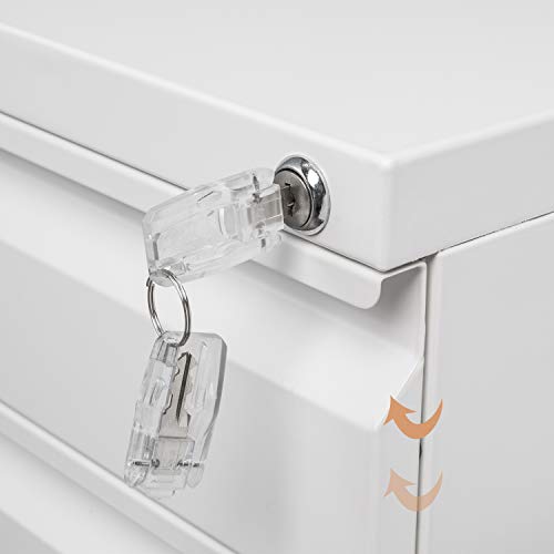 Bonnlo White 3 Drawer File Cabinet with Lock, Rolling File Cabinet for Home Office, Locking File Cabinet Under Desk Filing Cabinet Mobile Office Drawers with Pencil Tray, Assembly Required, 23.6" H