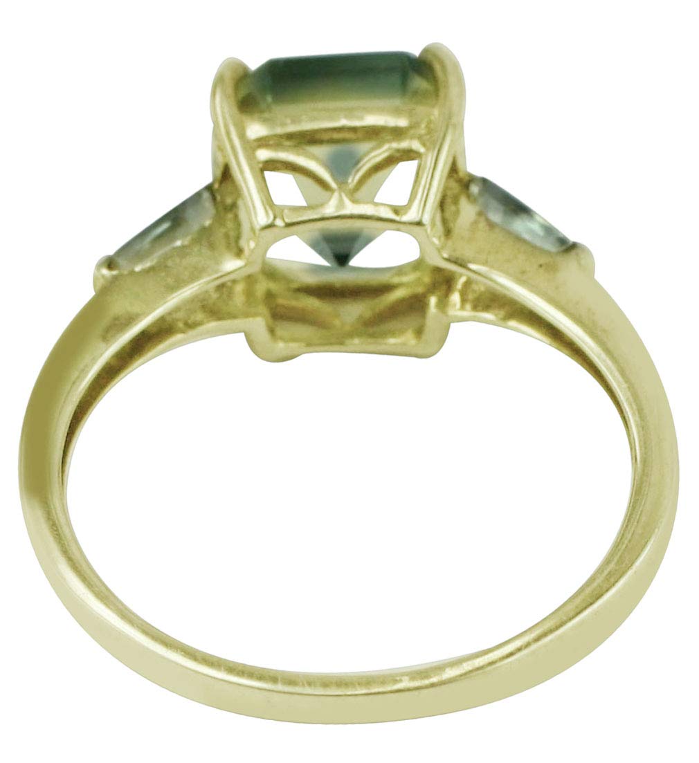 Carillon Green Amethyst February Birthstone Ring 8MM Natural Gemstone 925 Sterling Silver Ring Wedding Ring (Yellow Gold Plated) for Women (6)