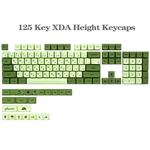 JOMGBB Matcha Japanese Keycaps,PBT Keycaps,125 Key Custom Keycap,XDA Profile,Dye Sublimation,Compatible with Gateron,Kailh,Cherry MX Switches(Only keycaps) (Green)