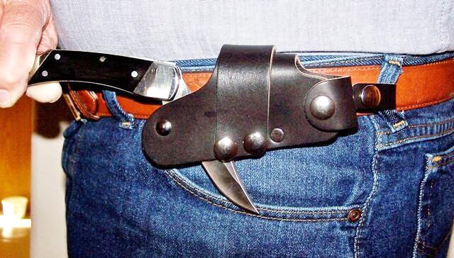 Generic Quick Draw Release Standard Leather Knife Sheath for Buck 110 Knives (Black)