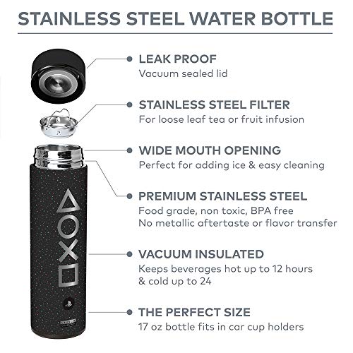 Controller Gear Official Sony PlayStation 5 Launch Collection Merchandise Bundle - Wide Mouth Stainless Steel Water Bottle, PS5 Hat, Socks, Premium Tech Decals Gift Set - PlayStation 5