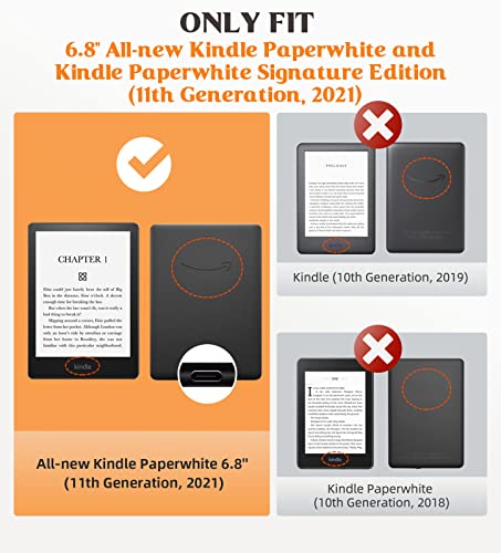 MoKo Case for 6.8" Kindle Paperwhite (11th Generation-2021) and Kindle Paperwhite Signature Edition, Slim PU Shell Cover Case with Auto-Wake/Sleep for Kindle Paperwhite 2021, Flowers