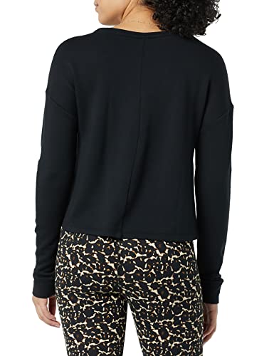 Core 10 Women's Cloud Soft V-Neck Long Sleeve Sweatshirt, Black, Large