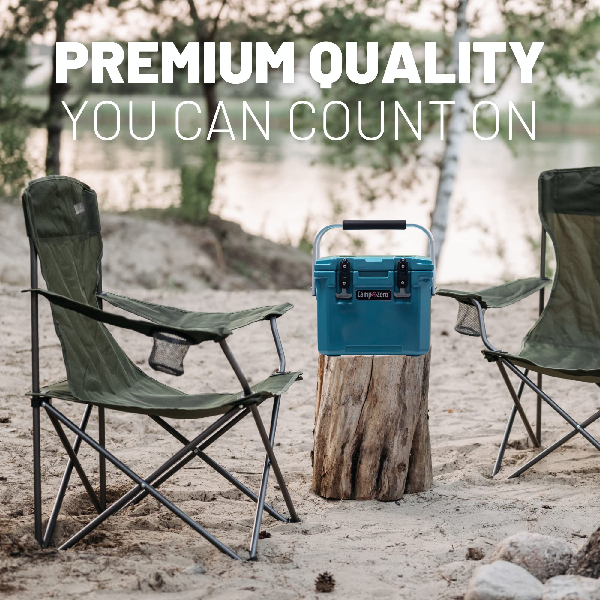 CAMP-ZERO 10L-10.6 Quart Portable Hard Cooler Ice Chest, Perfect for Drinks, Lunch, Beach, Picnics, Boating, Camping and Travel with 2 Molded-in Cup Holders and Folding Aluminum Handle