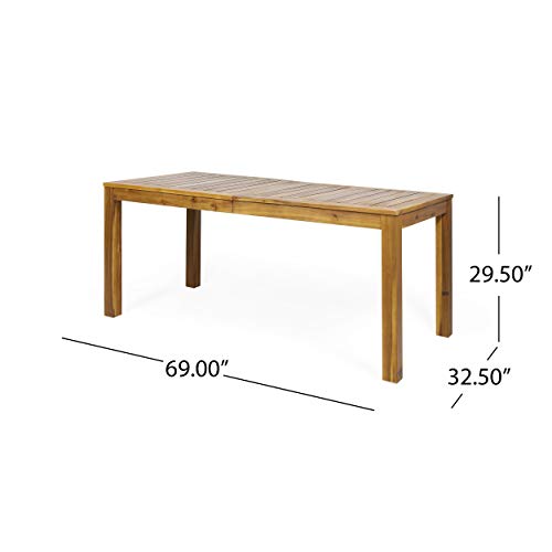 Christopher Knight Home Gloria Outdoor Rustic Acacia Wood Dining Table, Teak
