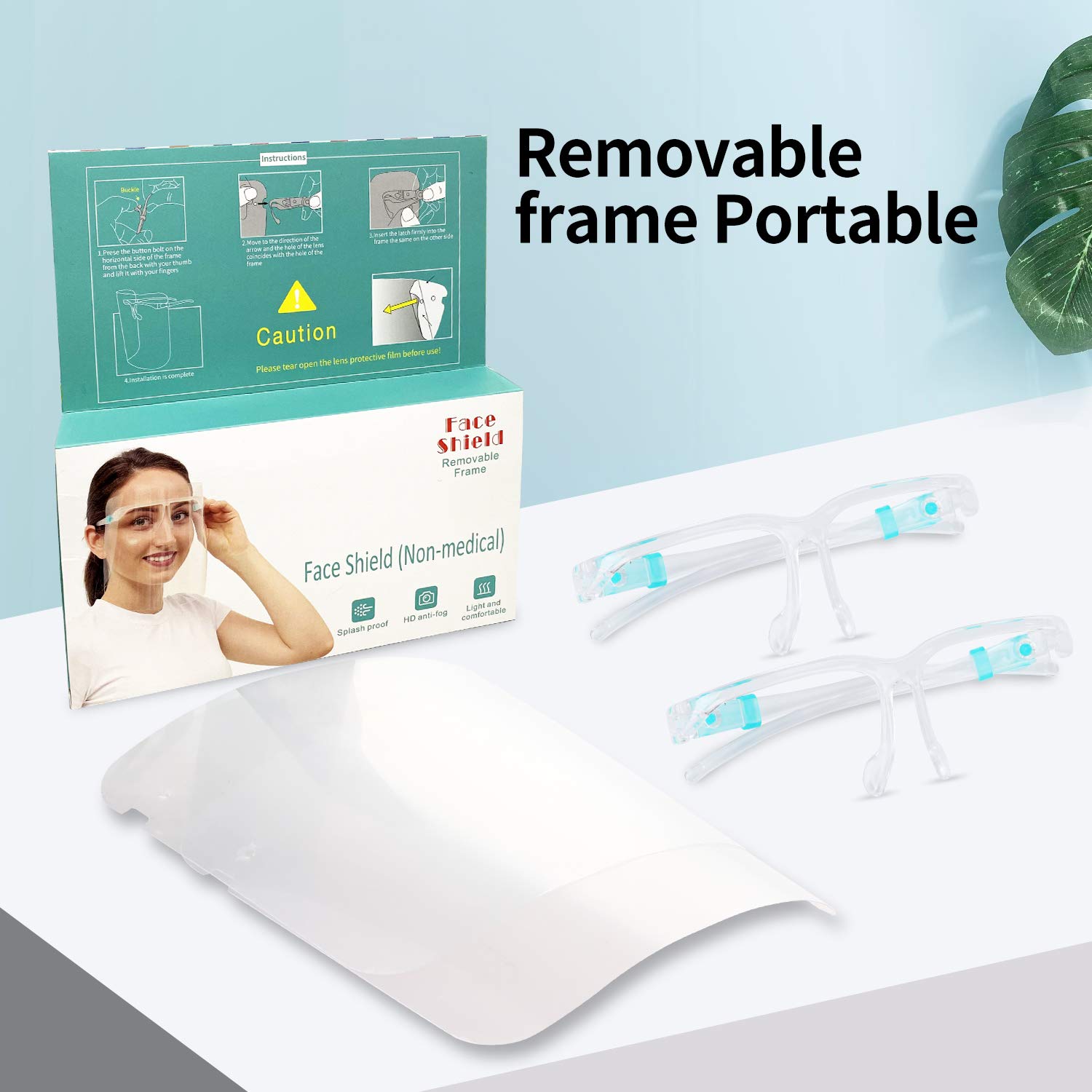 Clear Face Shield,Reusable Face Shields For Women and Men,Protective Face Shield Set for Full Face Protection from Droplets and Saliva with 3 Reusable Glasses and 6 Replaceable Anti Fog Shields