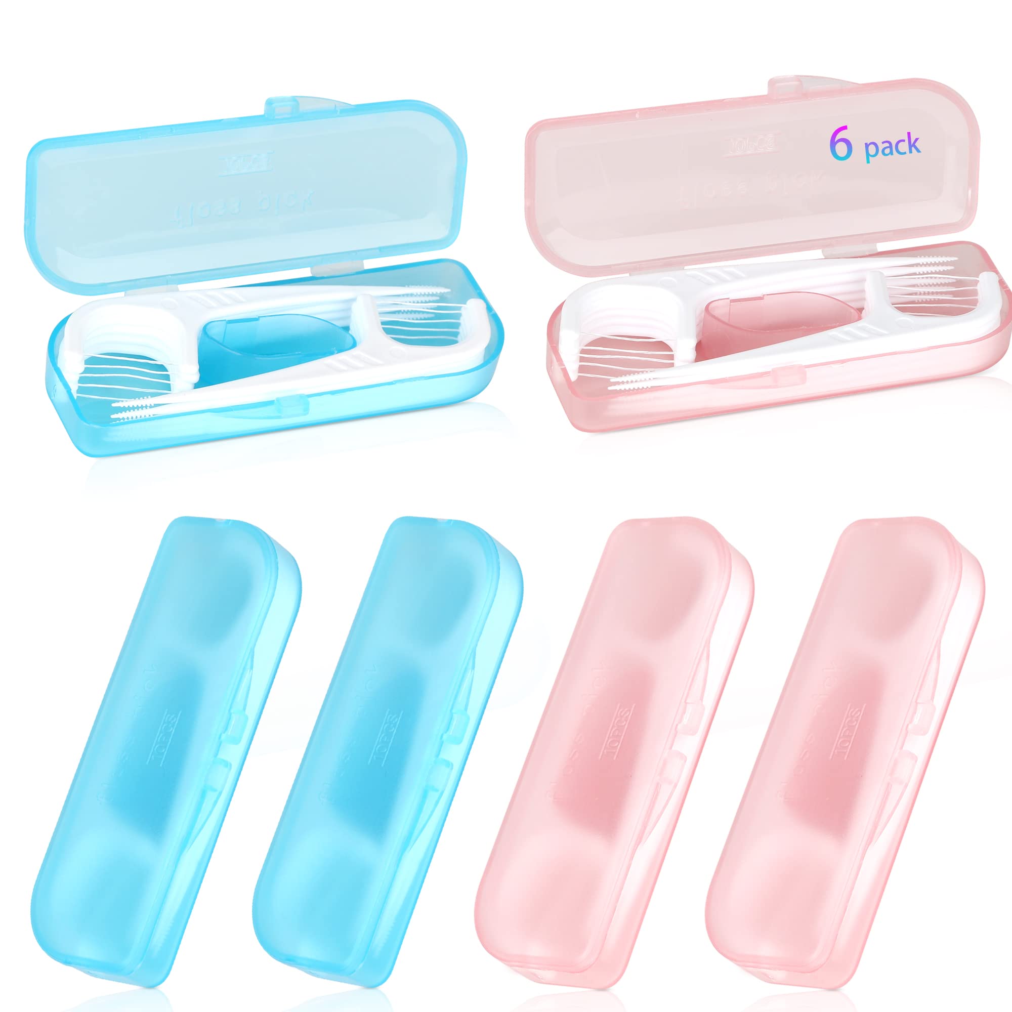 Floss Dispenser Portable Storage Box Flossers for Teeth 60 Sticks, Floss Protable Case with Sealed Storage More Hygienic, Toothpicks Cases with Refil Suitable for Family,Hotel,Travel