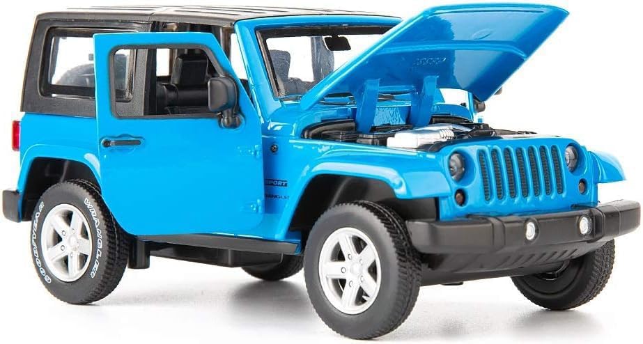 TGRCM-CZ Diecast Model Cars Toy Cars, Wrangler Rubicon1:32 Scale Alloy Pull Back Toy Car with Sound and Light Toy for Girls and Boys Kids Toys (Blue)