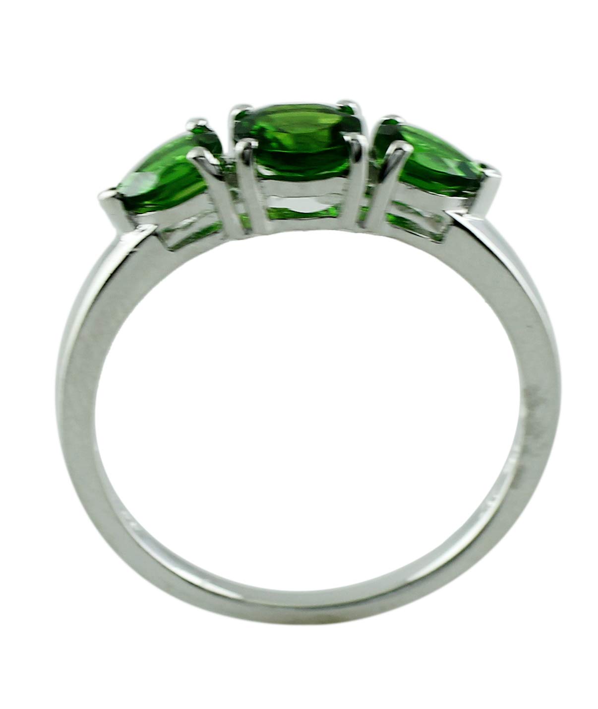 Carillon Stunning Chrome Diopside Pear Shape 4X5MM Natural Earth Mined Gemstone 925 Sterling Silver Ring Wedding Jewelry for Women & Men