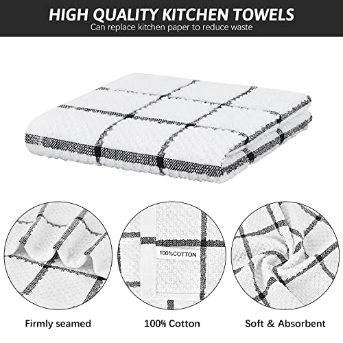 Nialnant 8 Pack Kitchen Dish Rags,100% Cotton Dish Cloths for Washing Dishes,Quick Drying Kitchen Towels,12x12 Inches,Black Plaid