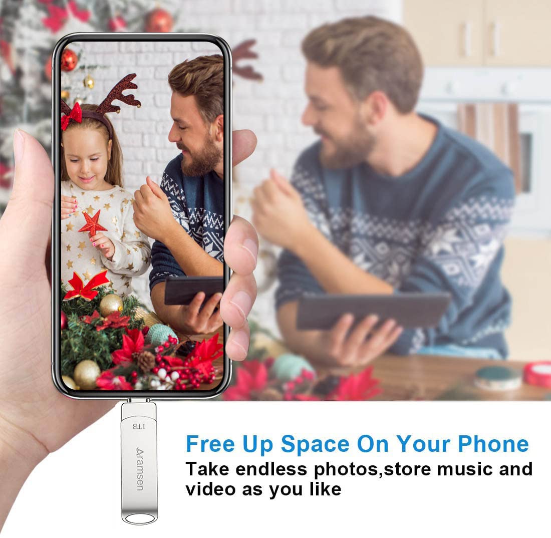 Flash Drive 1TB Phone Photo Stick, Aramsen USB 3.0 Flash Drive Photo Stick Memory Stick External Storage for iPhone/iPad/Android/PC-SL.