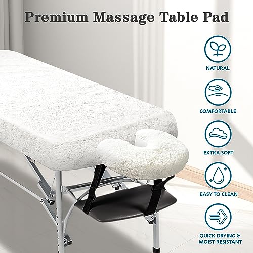 Massage Table Pad Set Premium Fleece Professional SPA Massage Bed Pad, Natural & Thickened & Extra Soft Fleece Massage Table Cover, Includes Pad and Face Rest Cover, 31β W x 72β L