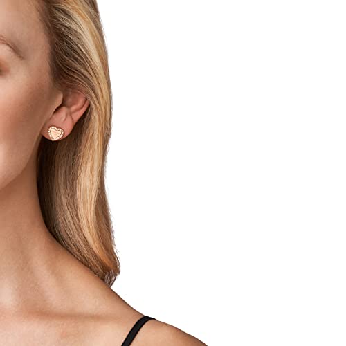 Michael Kors Rose Gold Tone Signature Heart Stud Earrings