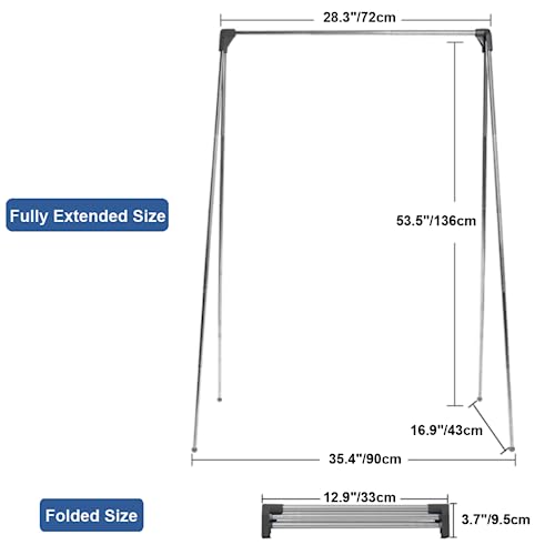 GIPOBUY Portable Clothes Rack Folding Travel Garment Rack, Foldable Collapsible Clothing Rack, Small Portable Hanging Drying Rack for Dance, Hotel, Travel, Camping, Vendors,RV, Black (Non-Heavy Duty)