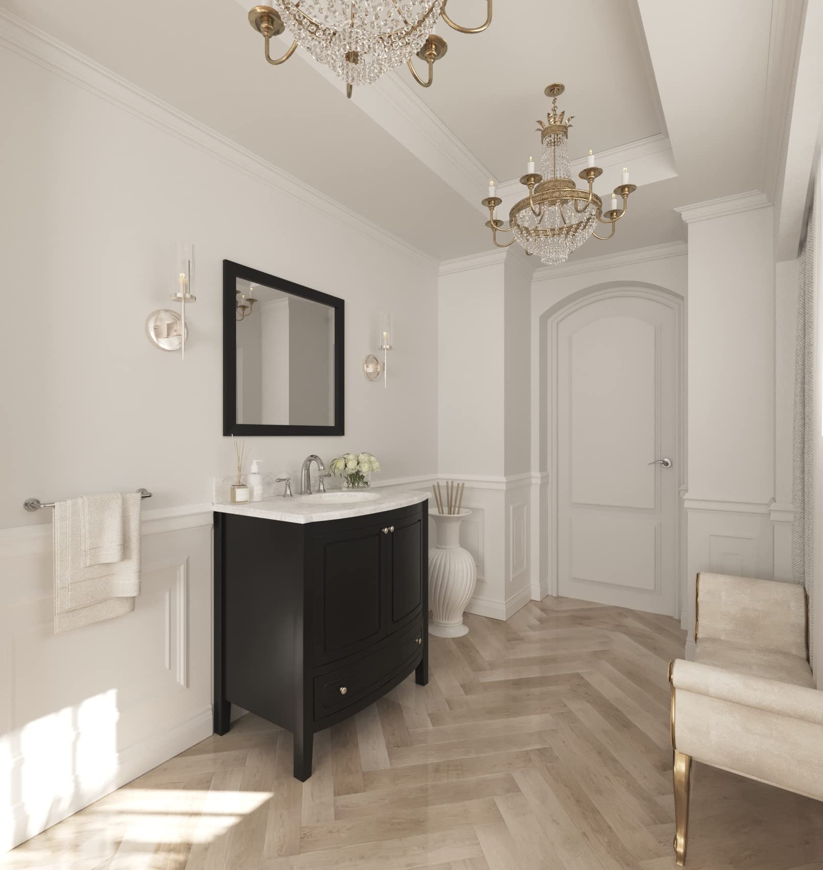 Laviva Estella 32 - Espresso Cabinet White Carrara Marble Countertop