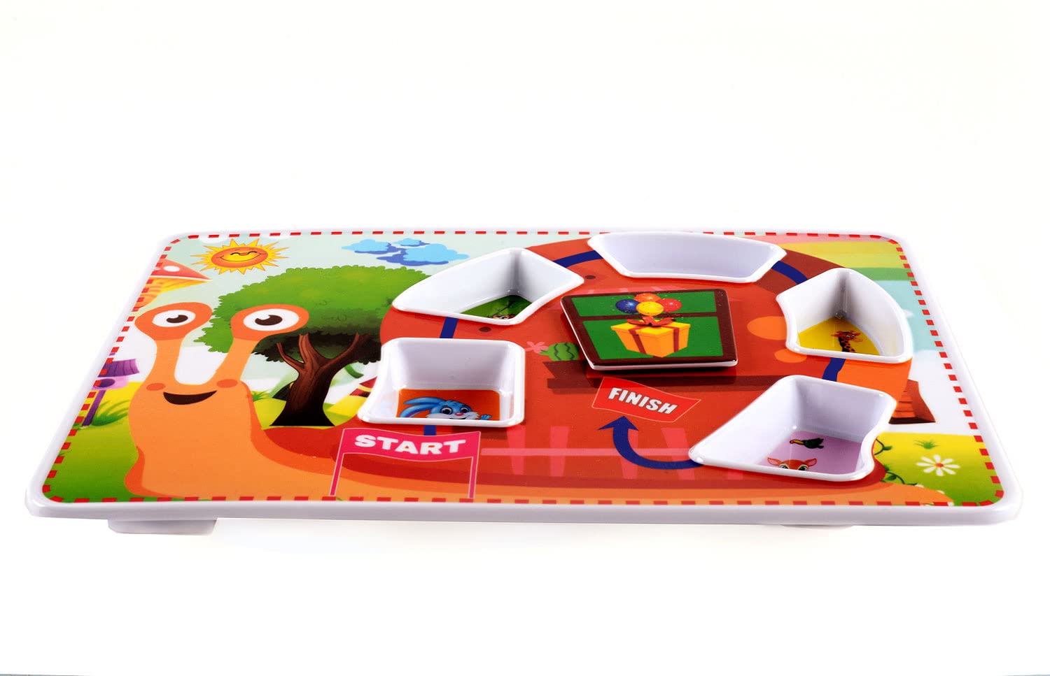 K'ONIJO Kids Divided Plate. Fun Game Tray With 5 Food Portions & 1 Extra for Surprise. Compatible With Picky Eater Toddler. Eat, Play, Win (Joy)
