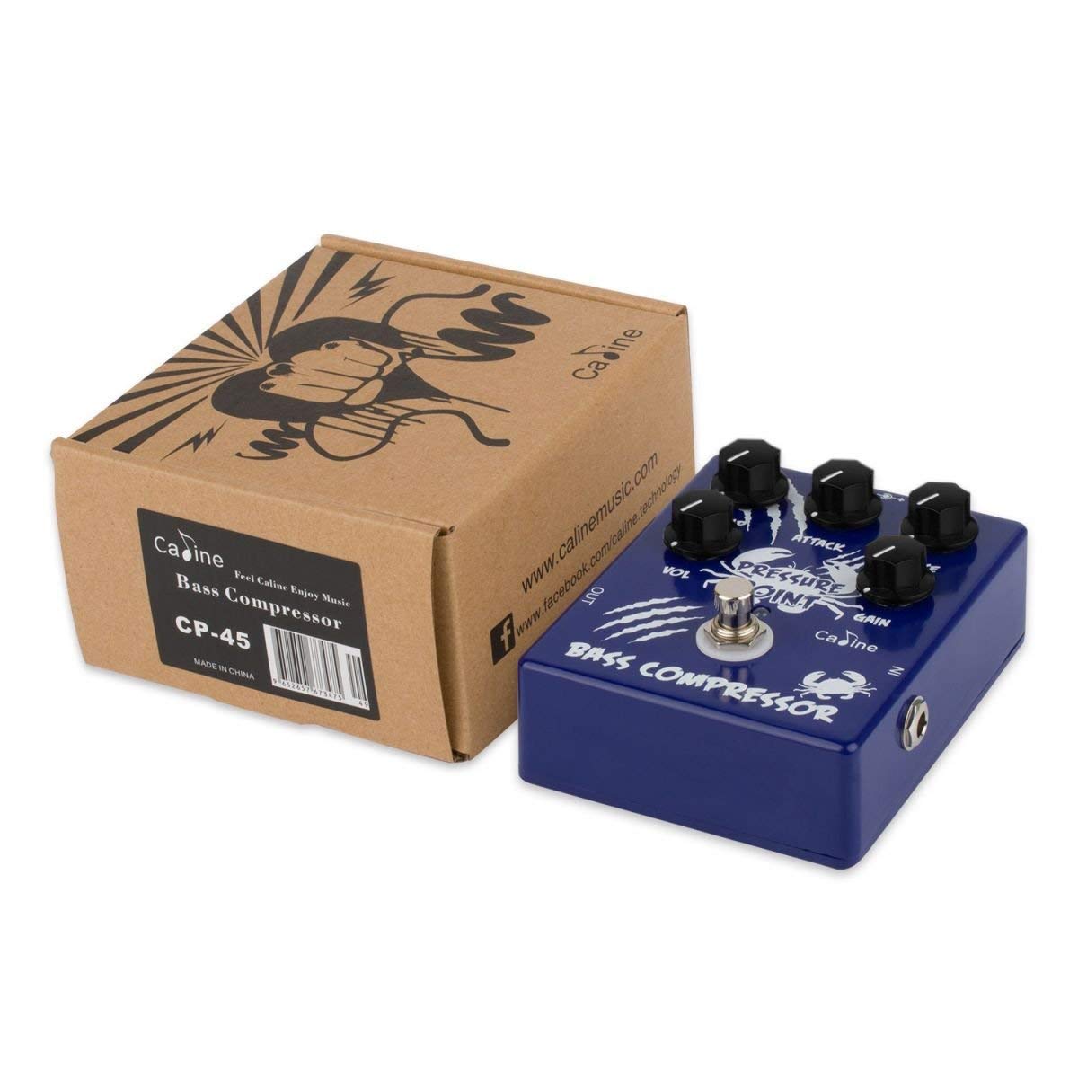 Caline Electric Guitar Effects Pedal Mini Bass Compressor True Bypass Effect Pedal Aluminium-alloy Blue CP-45