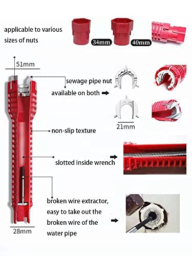 dsdzkj 8-in-1 Sink Wrench, Basin Wrench is a Multi-purpose Tool for The Kitchen, Bathroom, Toilet, and Narrow Space Under