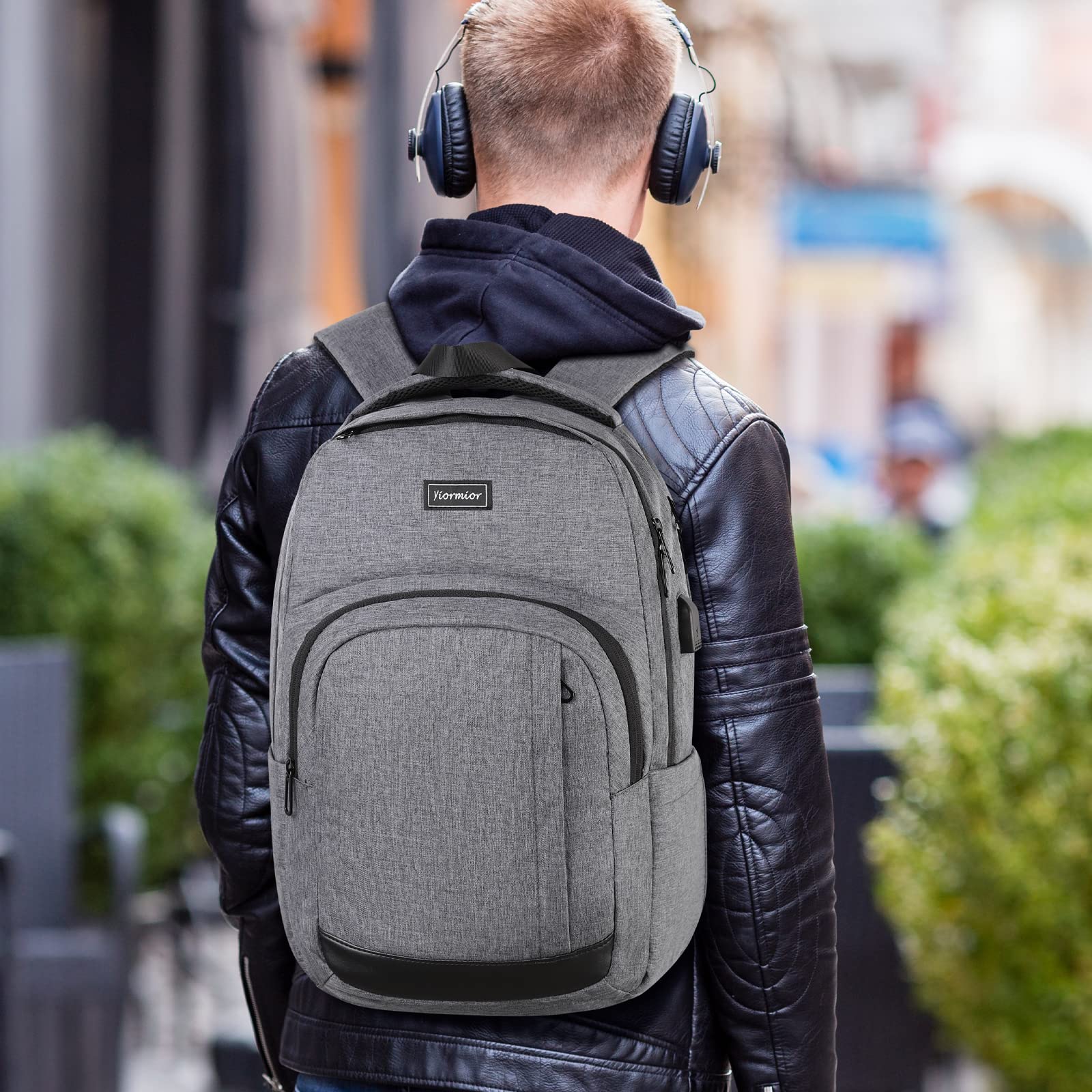 Bookbag School Backpack, Travel Backpack Anti Theft Laptop Backpack with USB Charging Port Water Resistant College Fits 15.6 Inch Notebook Over 3 Years Old