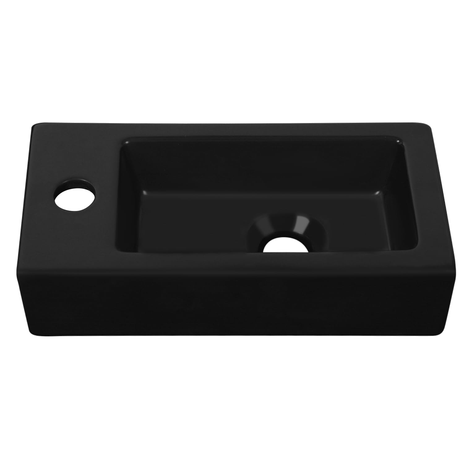 DeerValley DV-1V081R Liberty Wall Mount Sink, Rectangle Mini Vessel Sink,Small Bathroom Cloakroom White Porcelain Ceramic Wash Basin (Right Hand)