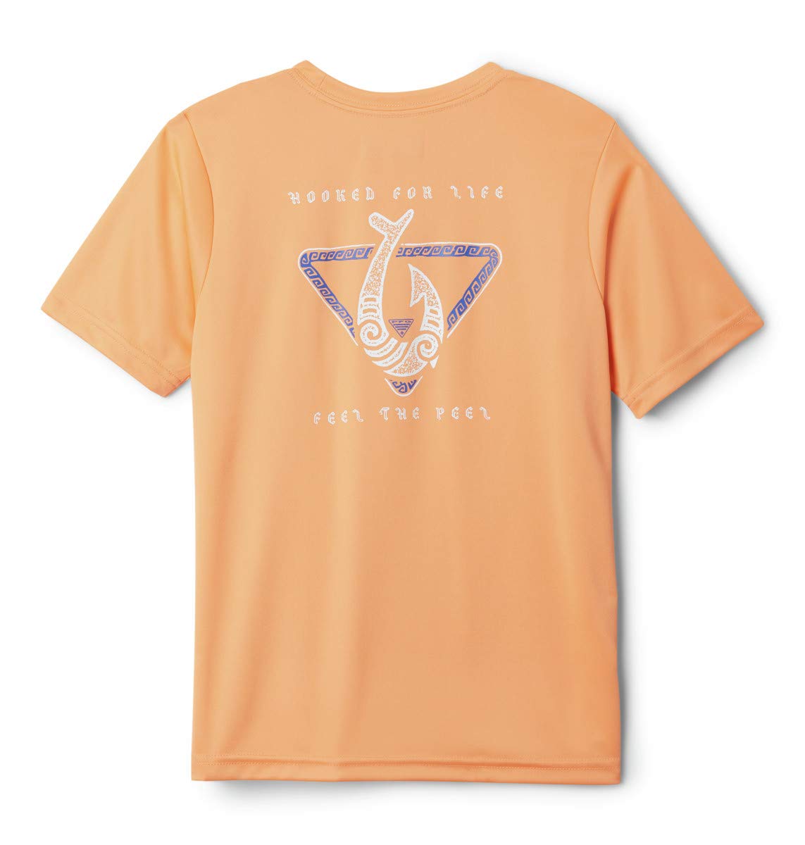 Columbia Boys' Little Pfg stamp Short Sleeve Shirt, Bright Nectar Tribe Hooked Life, Small