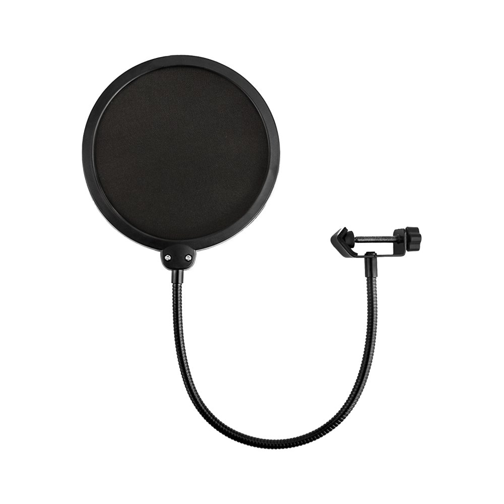 SUNMON Mic Pop Filter Mask Shield for Blue Yeti and Other Microphone, 6 inch Dual Layered Wind Pop Screen with Flexible 360° Gooseneck Clip Stabilizing Arm for Recording, Singing, Broadcast
