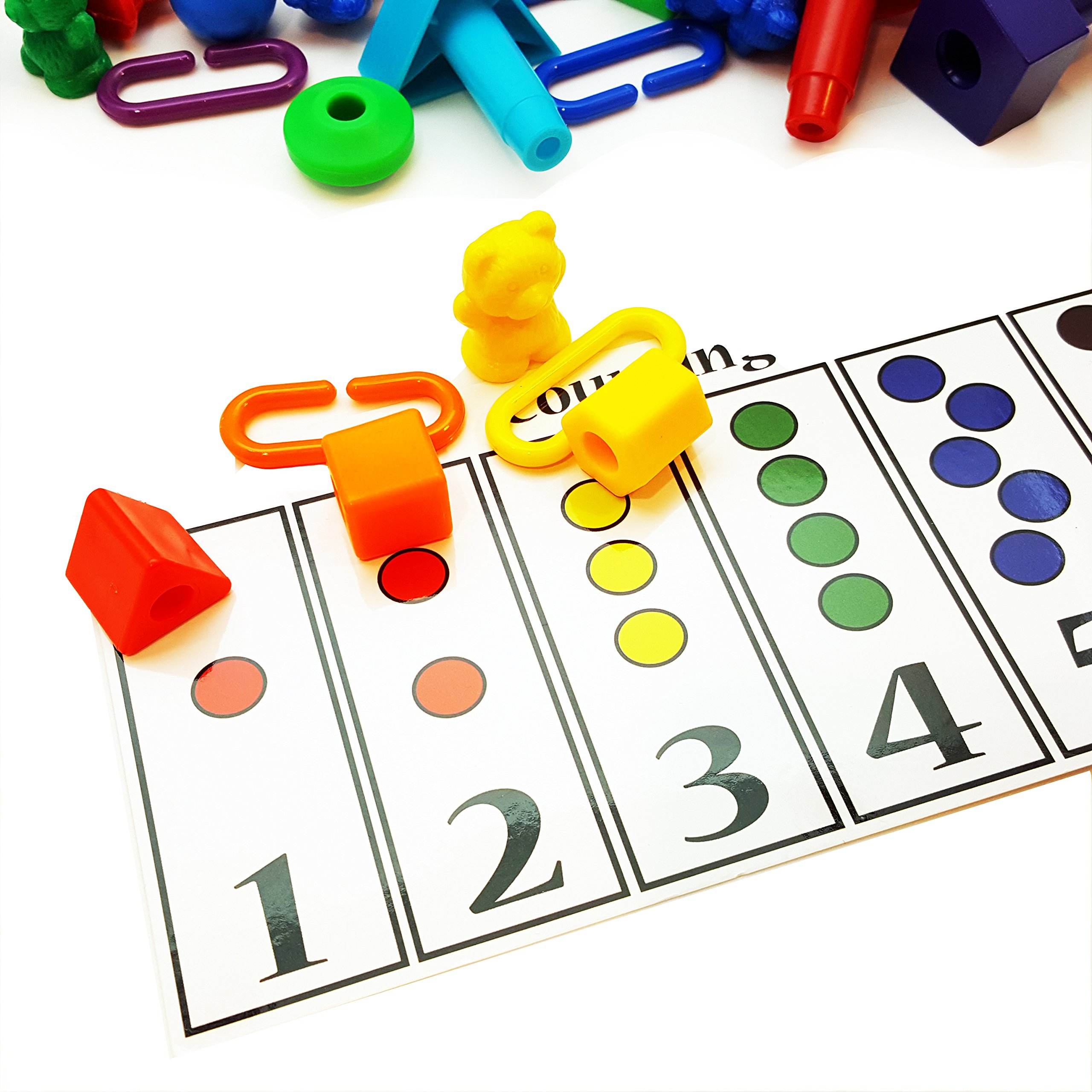 Skoolzy Extension Kit Pegboard Learning Cards - Toddler Games Learning Kit Extend Life of Toddler and Preschool Toys by Adding Patterning, Counting, Peg Board Lacing Color and Play Cards