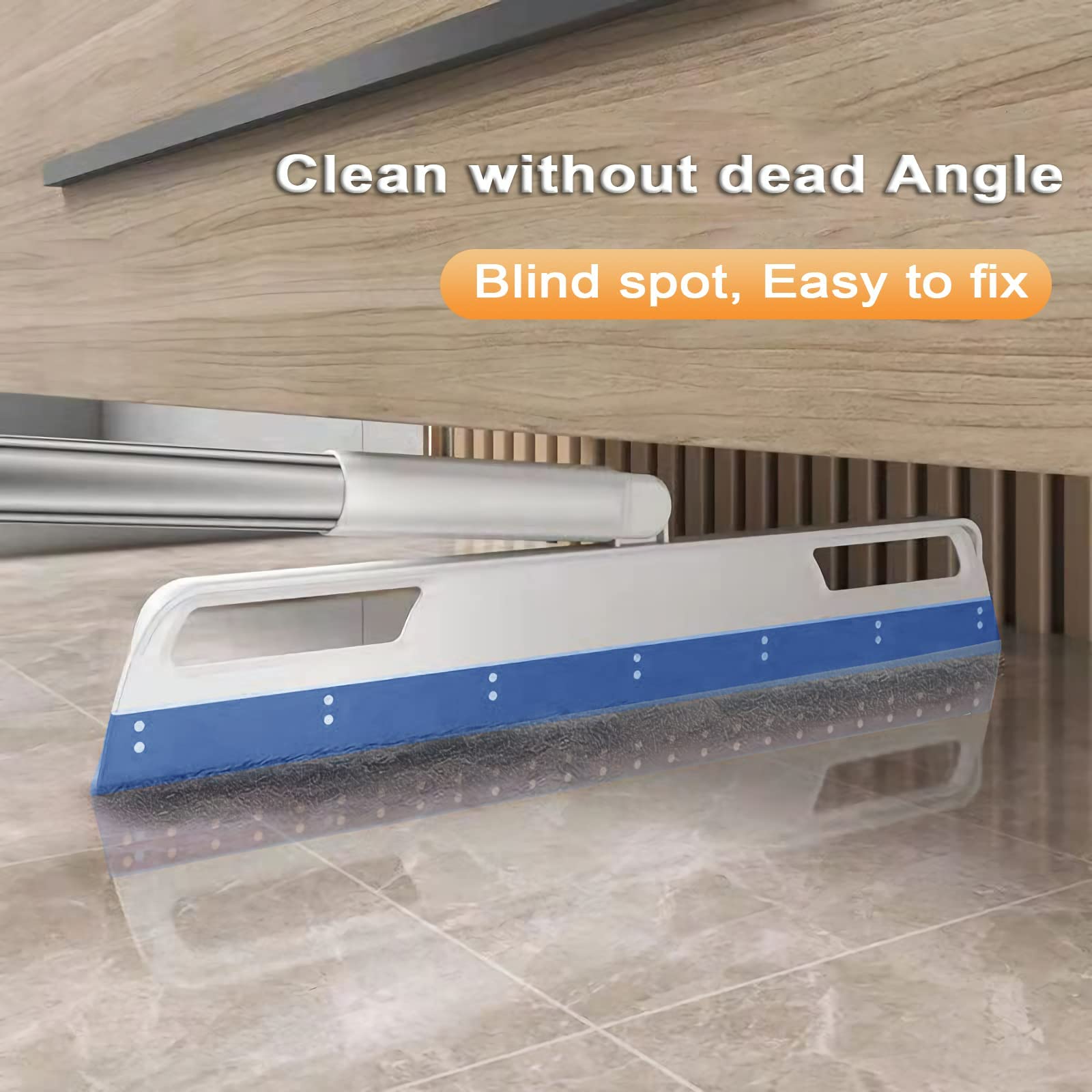 Floor Squeegee Broom for Water and Pet Hair Sweeper Wiper Silicone Broom Rubber Multifunction Magic Broom with 4-in-1 Long Handle，Especial for Flat Floor, Bathroom, Glass, Windows Cleaning