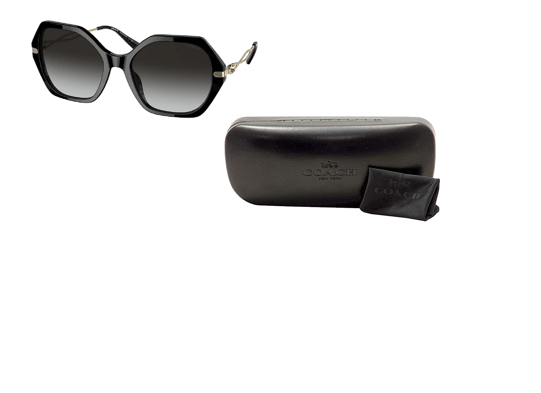 Coach HC8315 57MM Black/Gray Gradient Irregular Sunglasses for Women + BUNDLE with Designer iWear Eyewear Kit