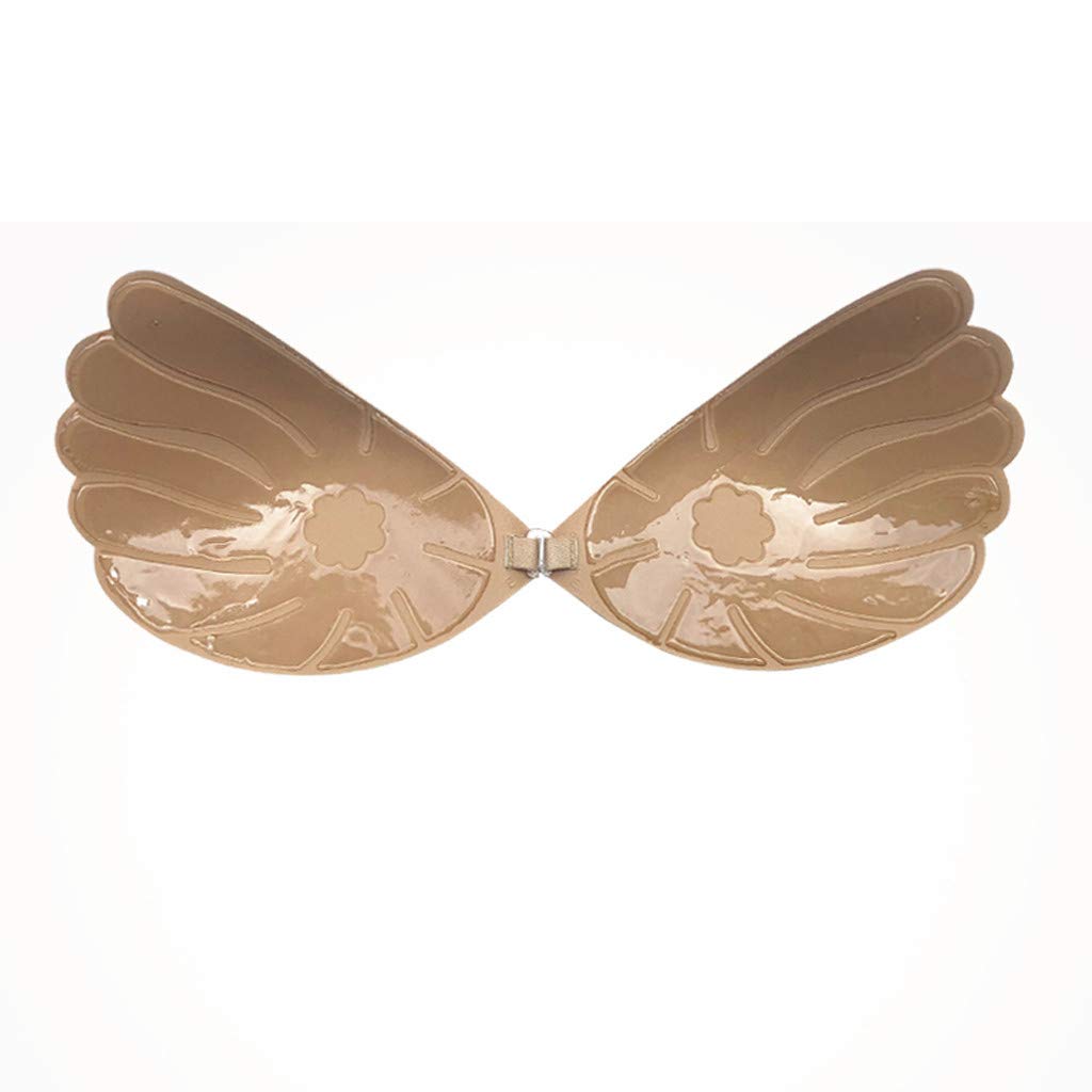 Women Bra,JFLYOU Ladies Ventilation Invisible Bras Fashion Close The Invisible Paste Stealth Bra(Khaki,C)
