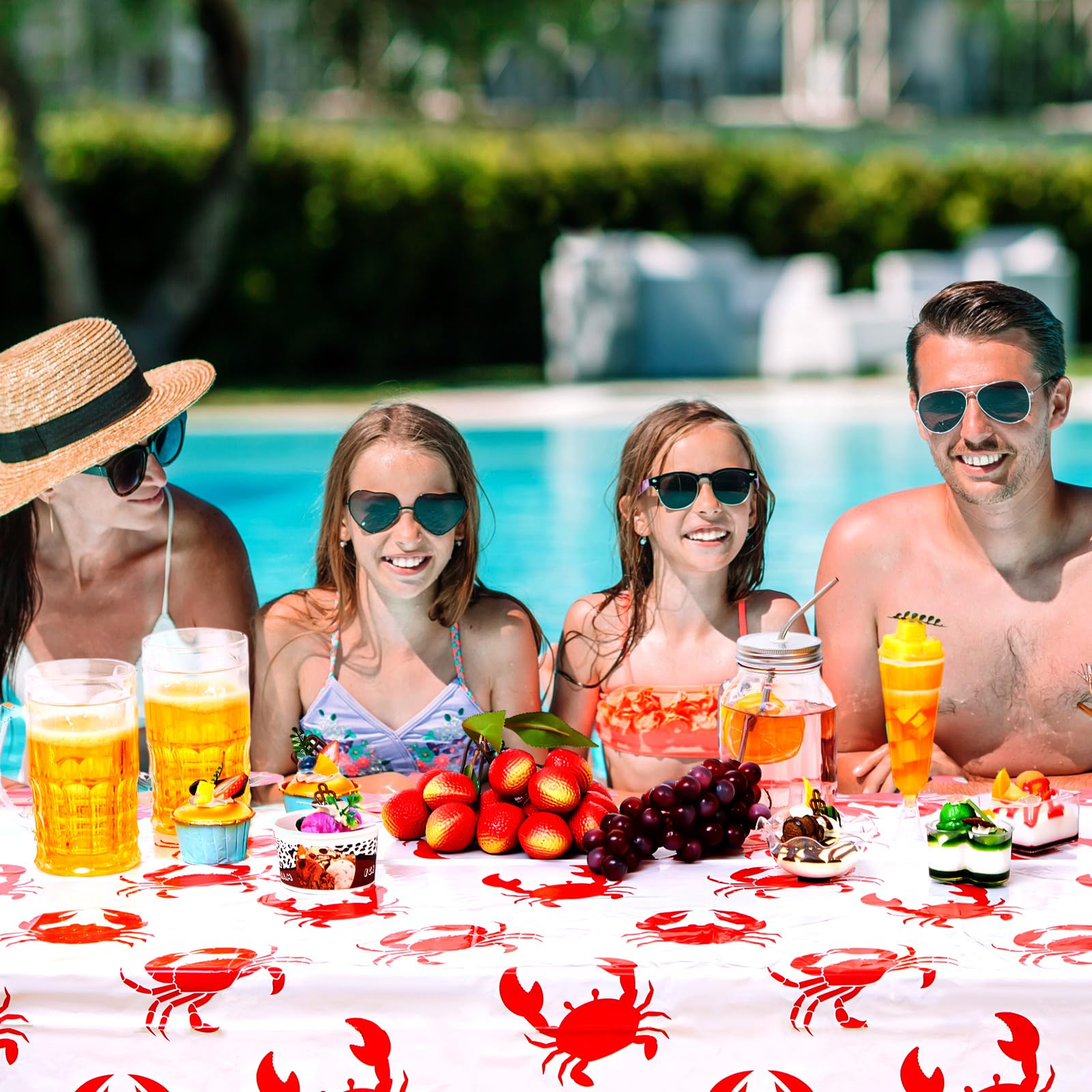 Juexica 54 x 108 Inch Crab Boil Party Table Cloth Summer Seafood Party Supplies Plastic Crab Tablecover Crab Party Decorations Rectangular Tablecloth for Sea Animals Dining Kitchen Centerpiece(2 Pcs)