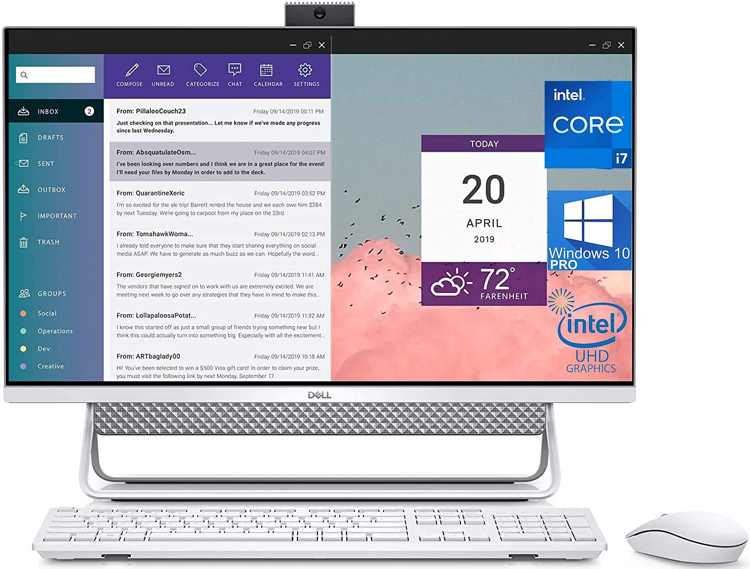Dell Inspiron 7700 All in One, 27 FHD Touchscreen, Intel 11th Gen i7-1165G7, 16GB RAM, 256GB NVMe SSD, Webcam, Nvidia Geforce MX330 2GB Graphics, HDMI, SD-Card, USB Type-C - Windows 10 Pro (Renewed)